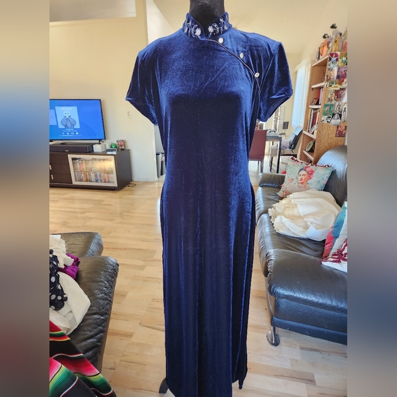 Cheongsams & Qipaos | Deep Blue Velvet Cheongsam | Poshmark